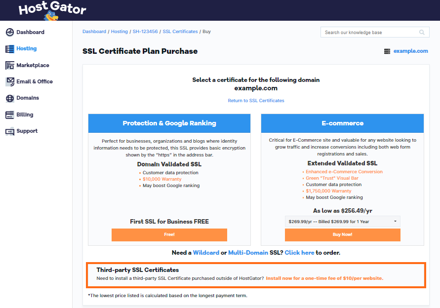 Using Third-Party SSL Certificate | HostGator Support