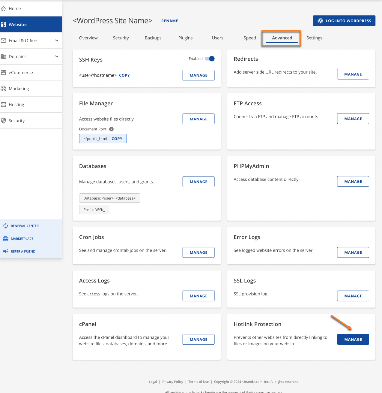 Managing Hotlink Protection