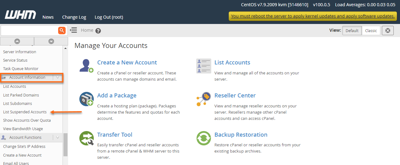 Suspending/Unsuspending Accounts | HostGator Support